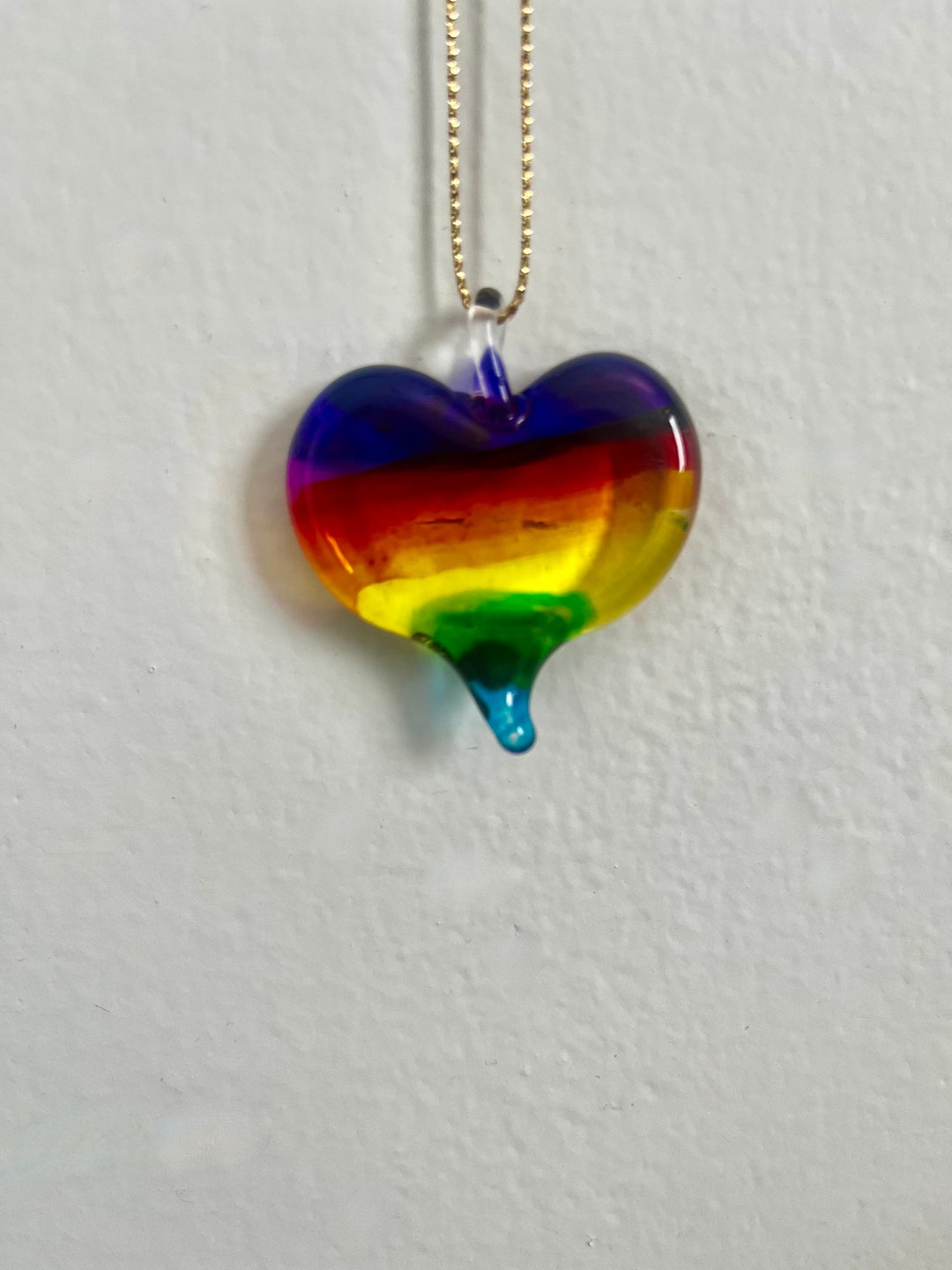 Glass Heart Set of 2 Pride Heart Rainbow Heart Blown Glass - Etsy