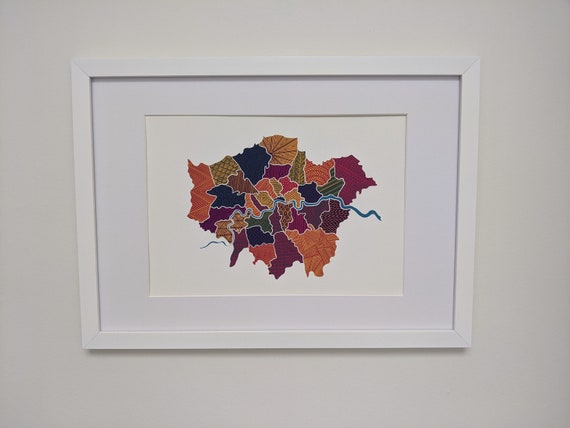 London Boroughs Map Hand Signed Art Print - Etsy UK