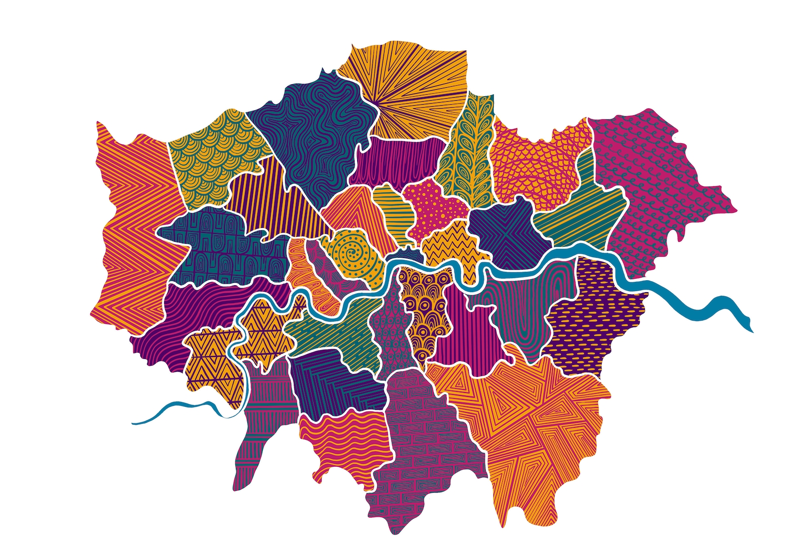 London Boroughs Map Hand Signed Art Print - Etsy
