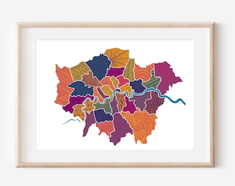 Map of London Boroughs Districts Coloured Geography Learning ...