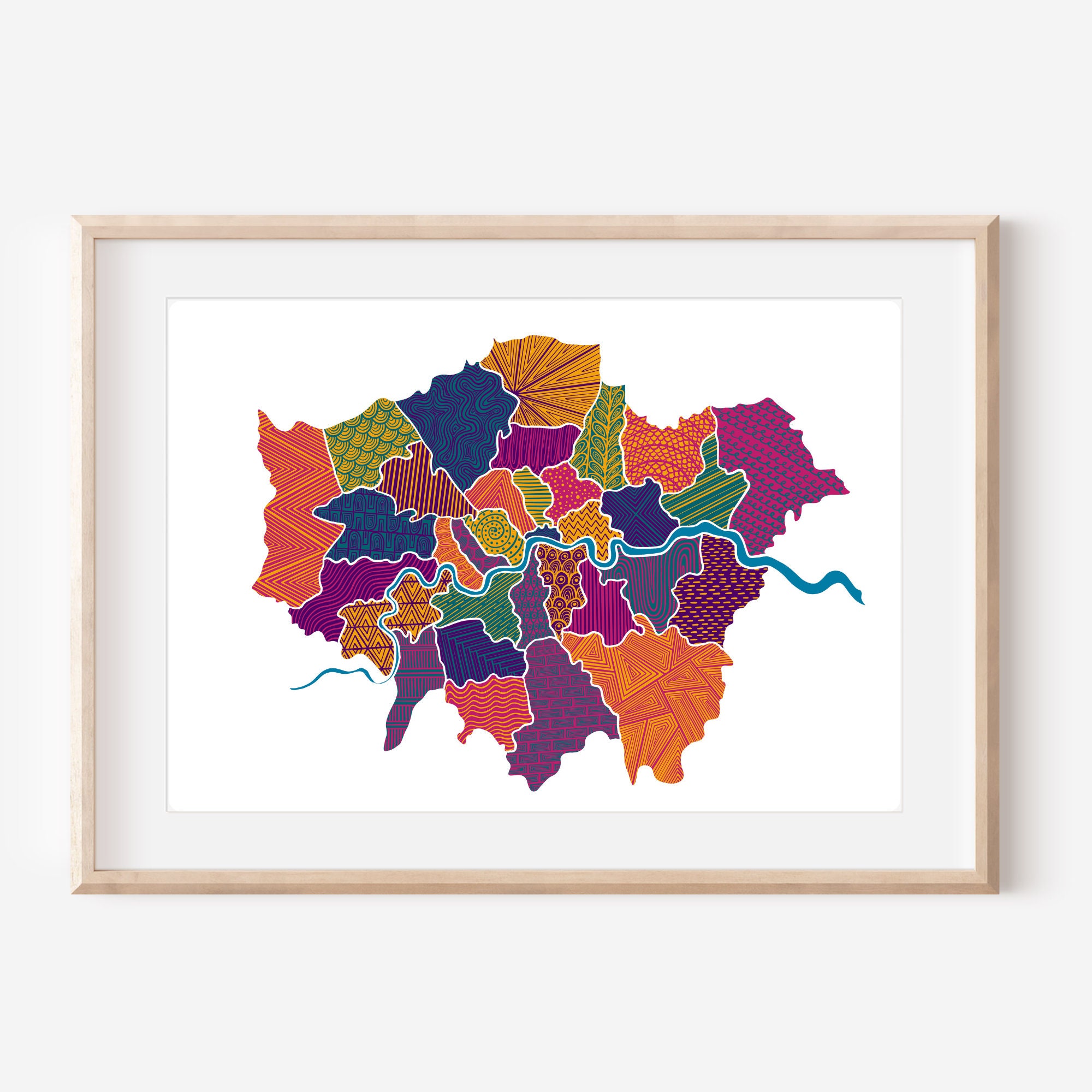 London Boroughs Map - Hand Signed Art Print - Etsy UK