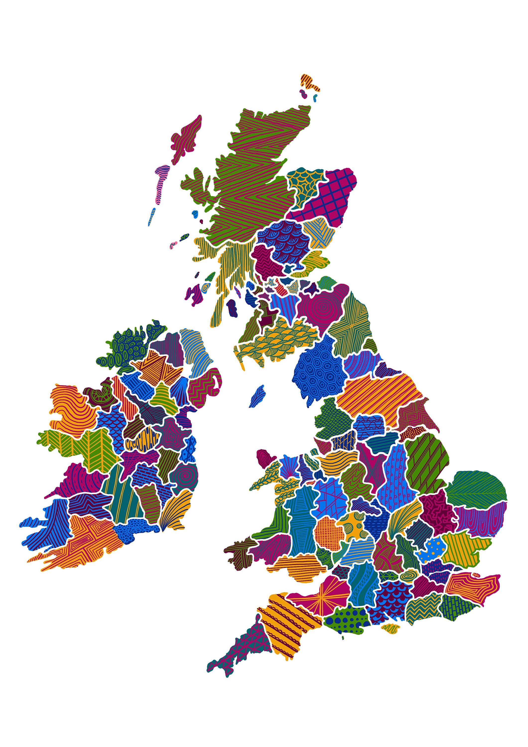 UK Counties Map Art Print - Etsy UK