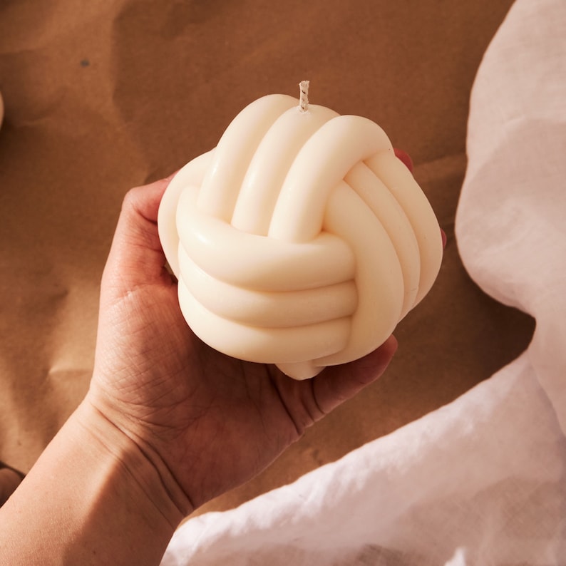 Large KNOT Candle Rope Decorative Candle Ball of Yarn | Etsy