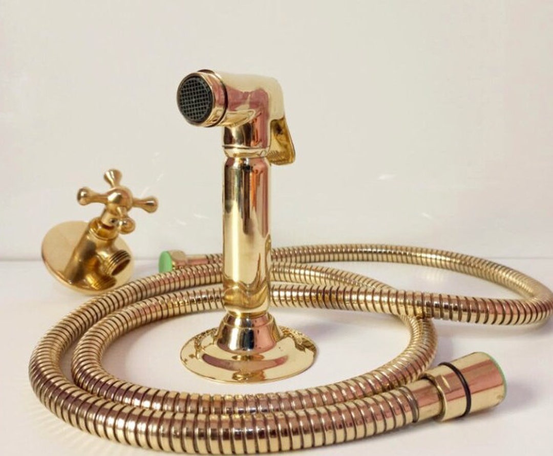 Unlacquered Brass Kitchen Sprayer, Handmade Sprayer With High Pressure ...