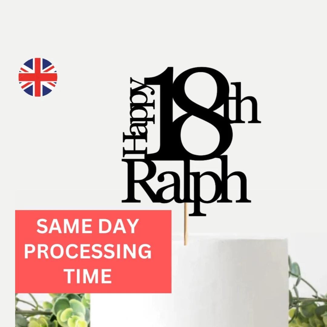 18 Cake Topper, Custom Cake Topper, Happy 18th Birthday Cake Topper ...