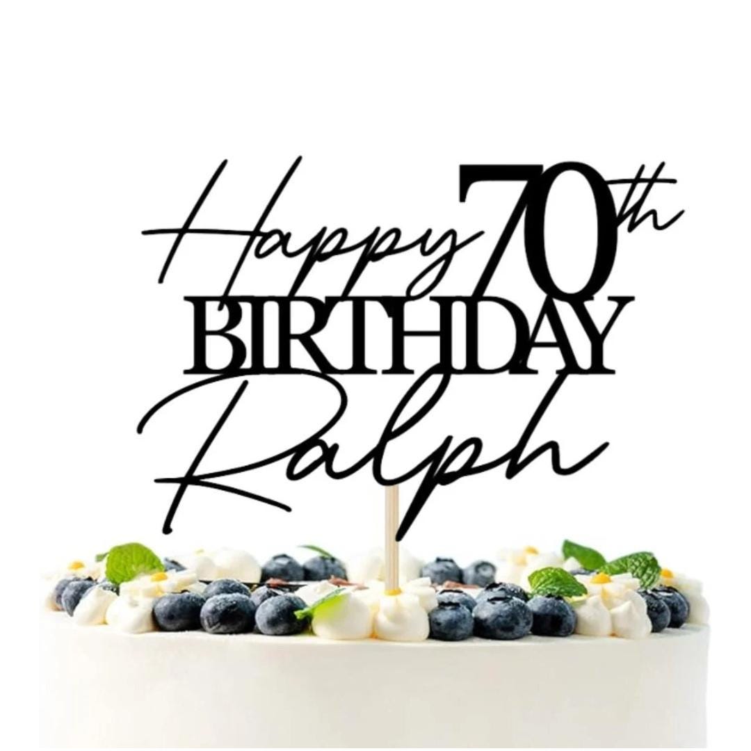 Happy 70th Birthday Cake Topper, 70 Cake Topper, Custom Cake Topper ...