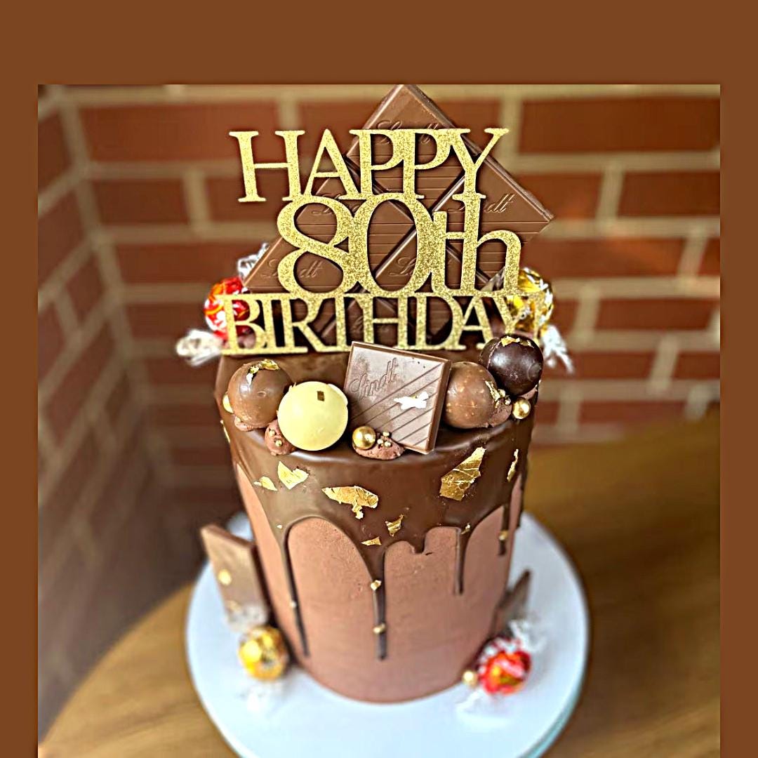 Happy 80th Birthday Cake Topper, 80 Cake Topper, Custom Cake Topper ...