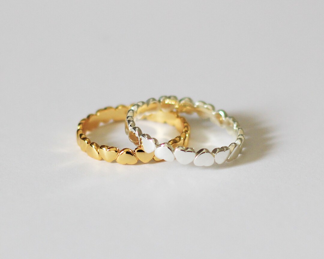 Valentine's Day Gift, Hearts Ring, 3mm Heart Band, Gold/ Silver Plated ...
