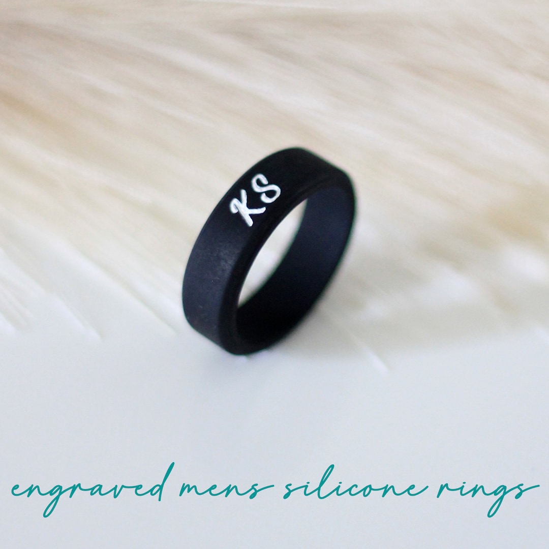 Engraved Silicone Ring, Engraved Men's Silicone Ring, Personalized Name ...