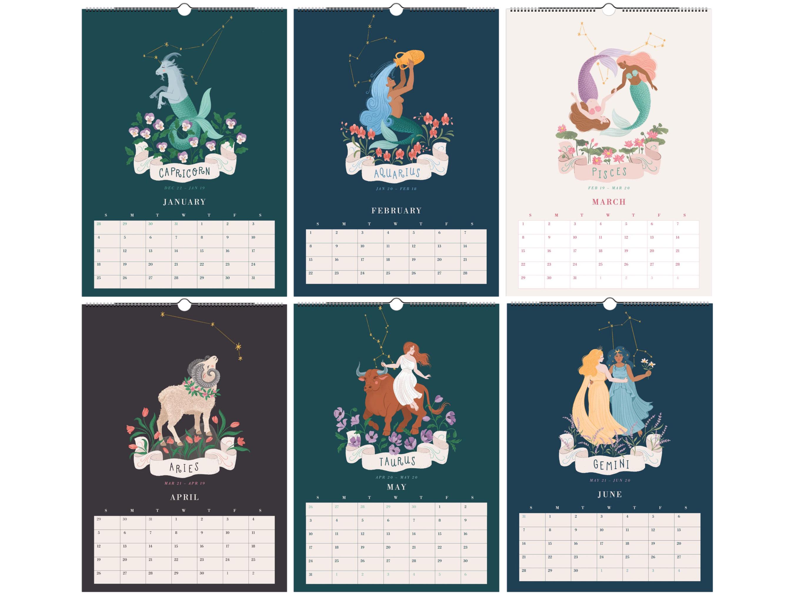 2026 Zodiac Calendar: Astrology, Star Signs & Birth Flowers - Etsy