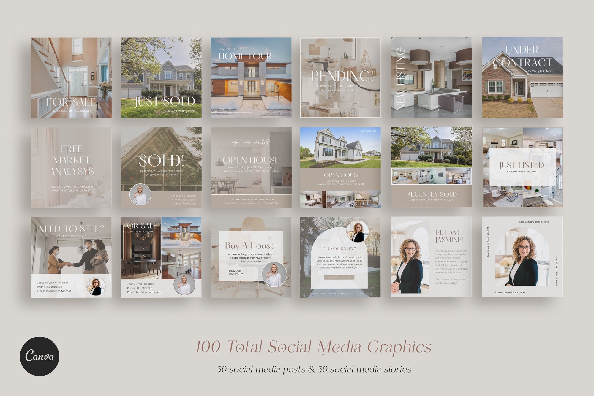 Real Estate Marketing Template Bundle | Canva Editable Designs - Etsy