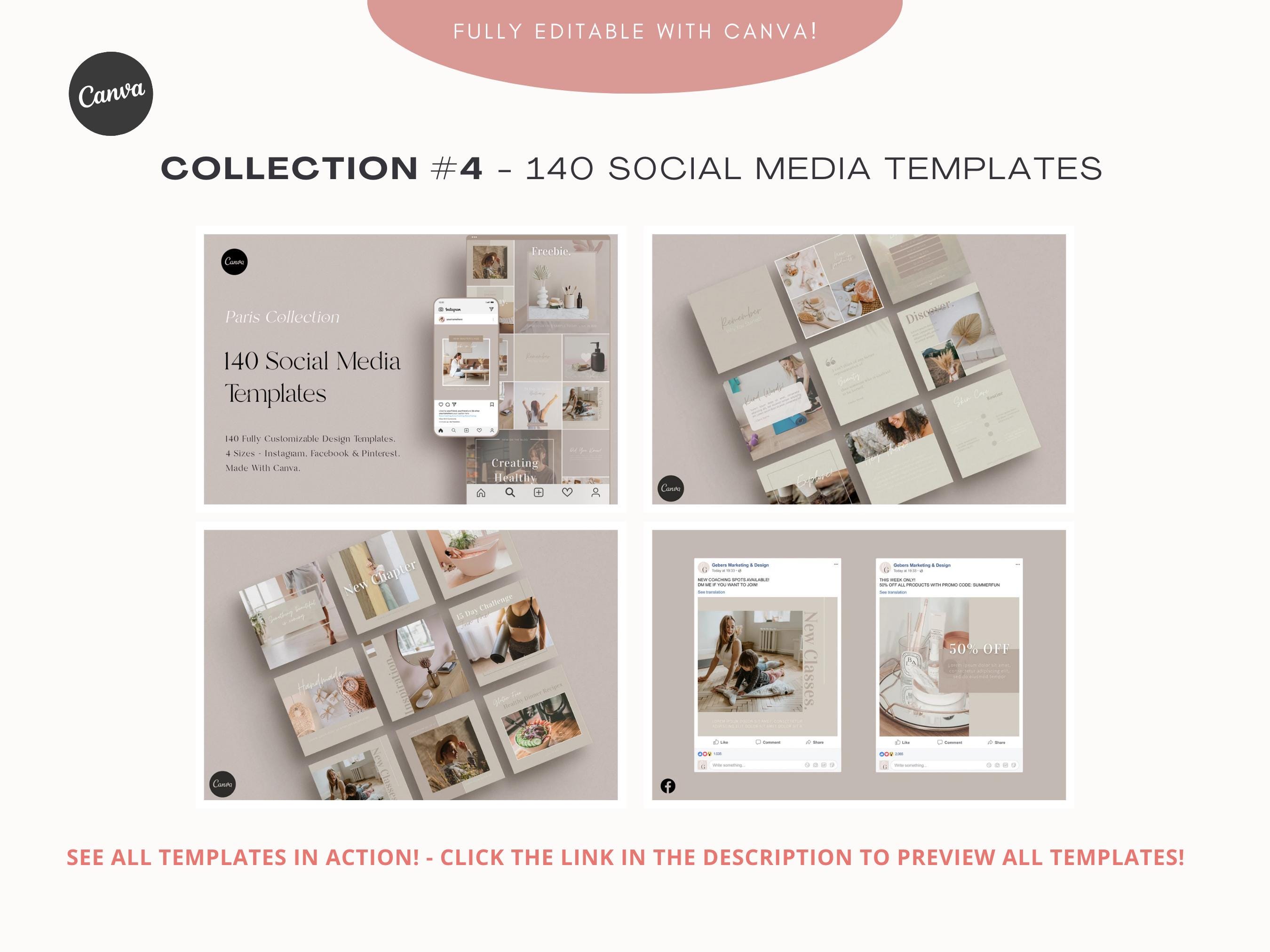 520 BEST-SELLING Social Media Canva Templates Bundle | Instagram ...
