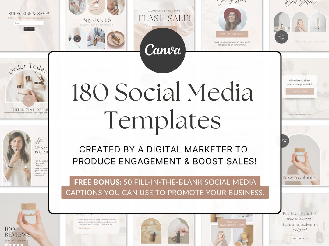 180 Editable Canva Social Media Templates for Product-based Businesses ...
