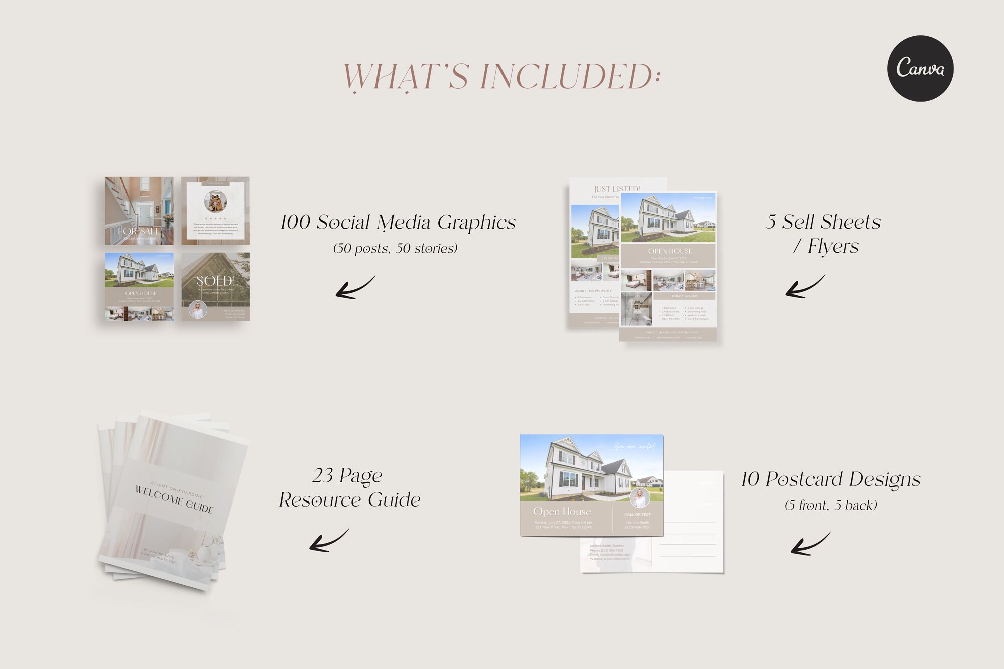 Real Estate Marketing Template Bundle | Canva Editable Designs - Etsy