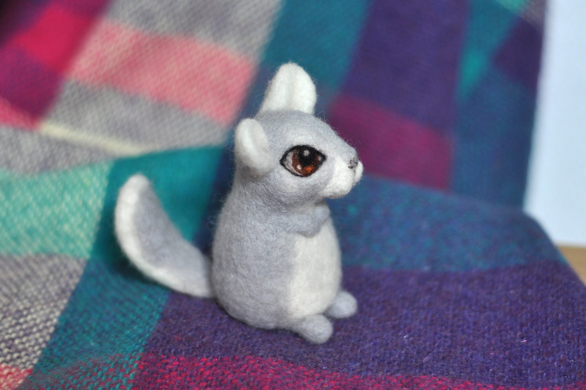 Small and Adorable Grey Chinchilla Figurine, Needle Felted Animal. A ...