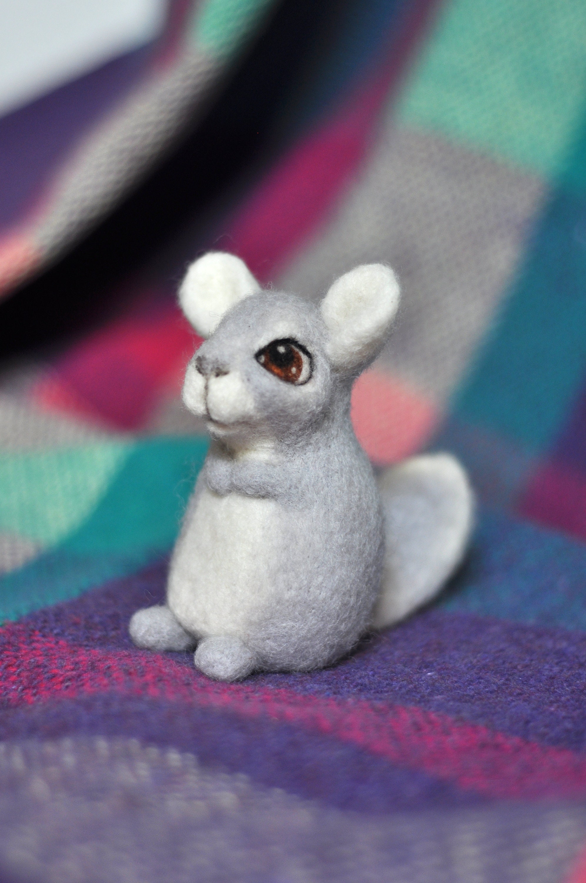 Small and Adorable Grey Chinchilla Figurine, Needle Felted Animal. A ...