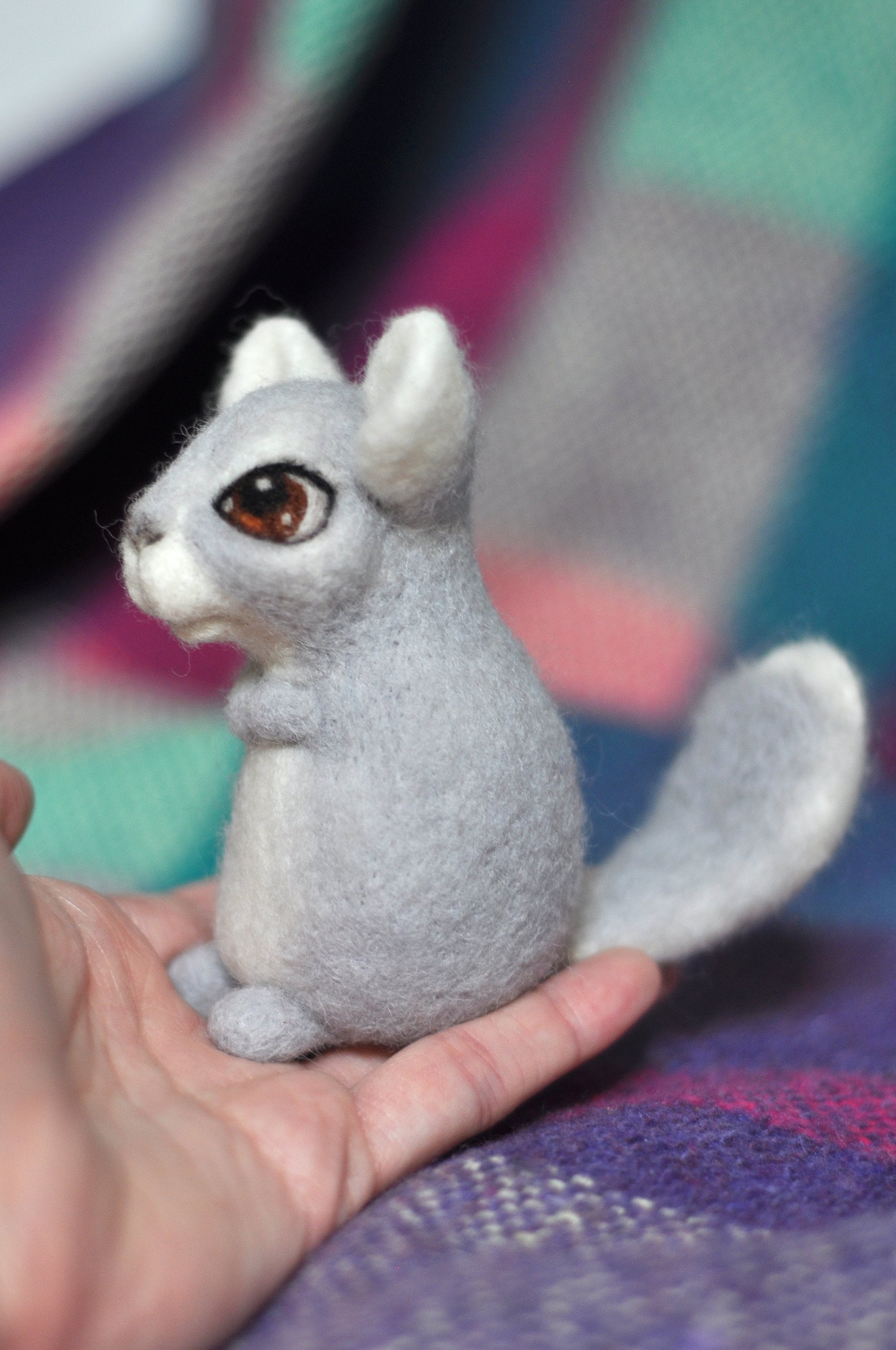 Small and Adorable Grey Chinchilla Figurine, Needle Felted Animal. A ...