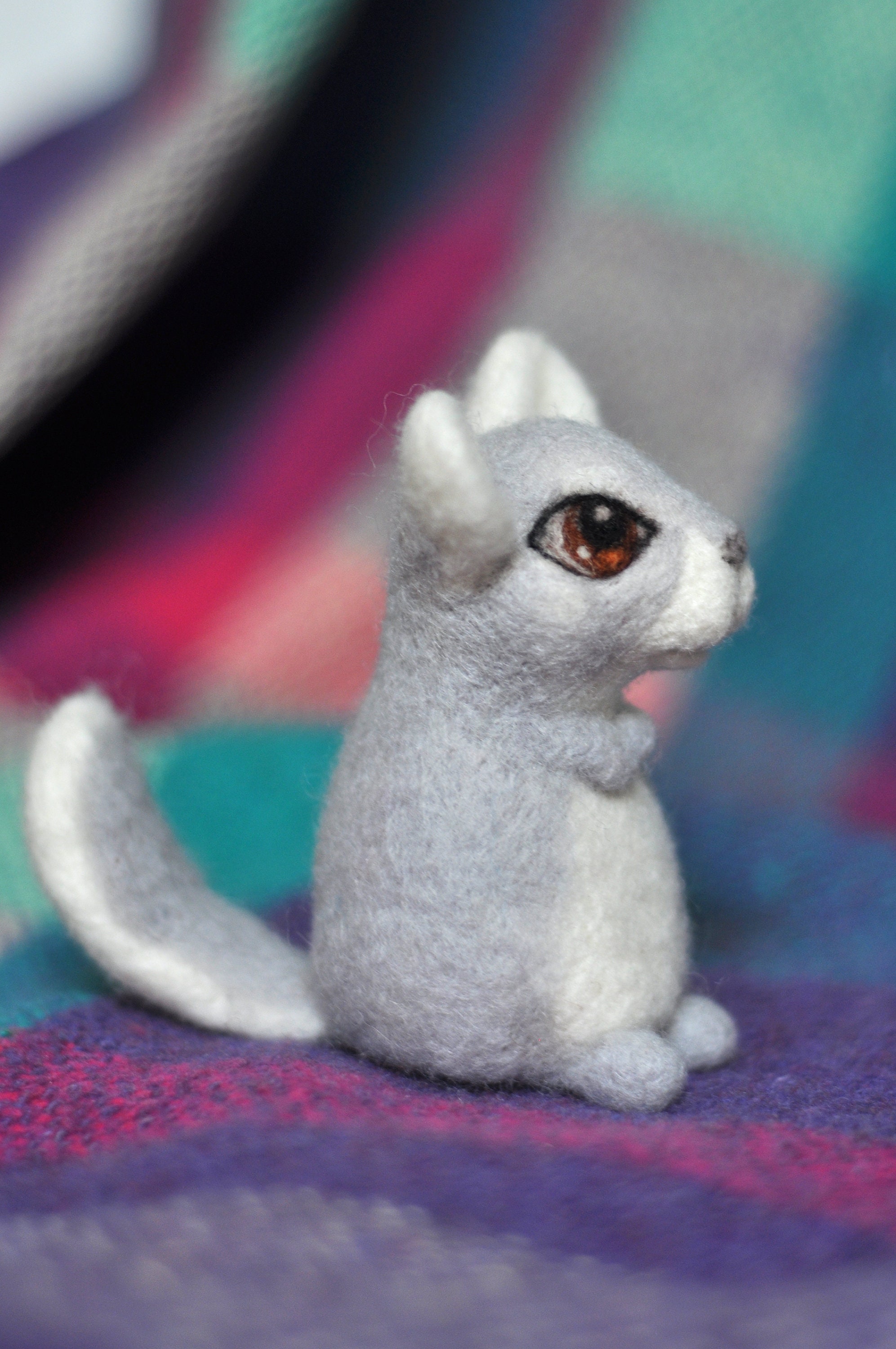 Small and Adorable Grey Chinchilla Figurine, Needle Felted Animal. A ...