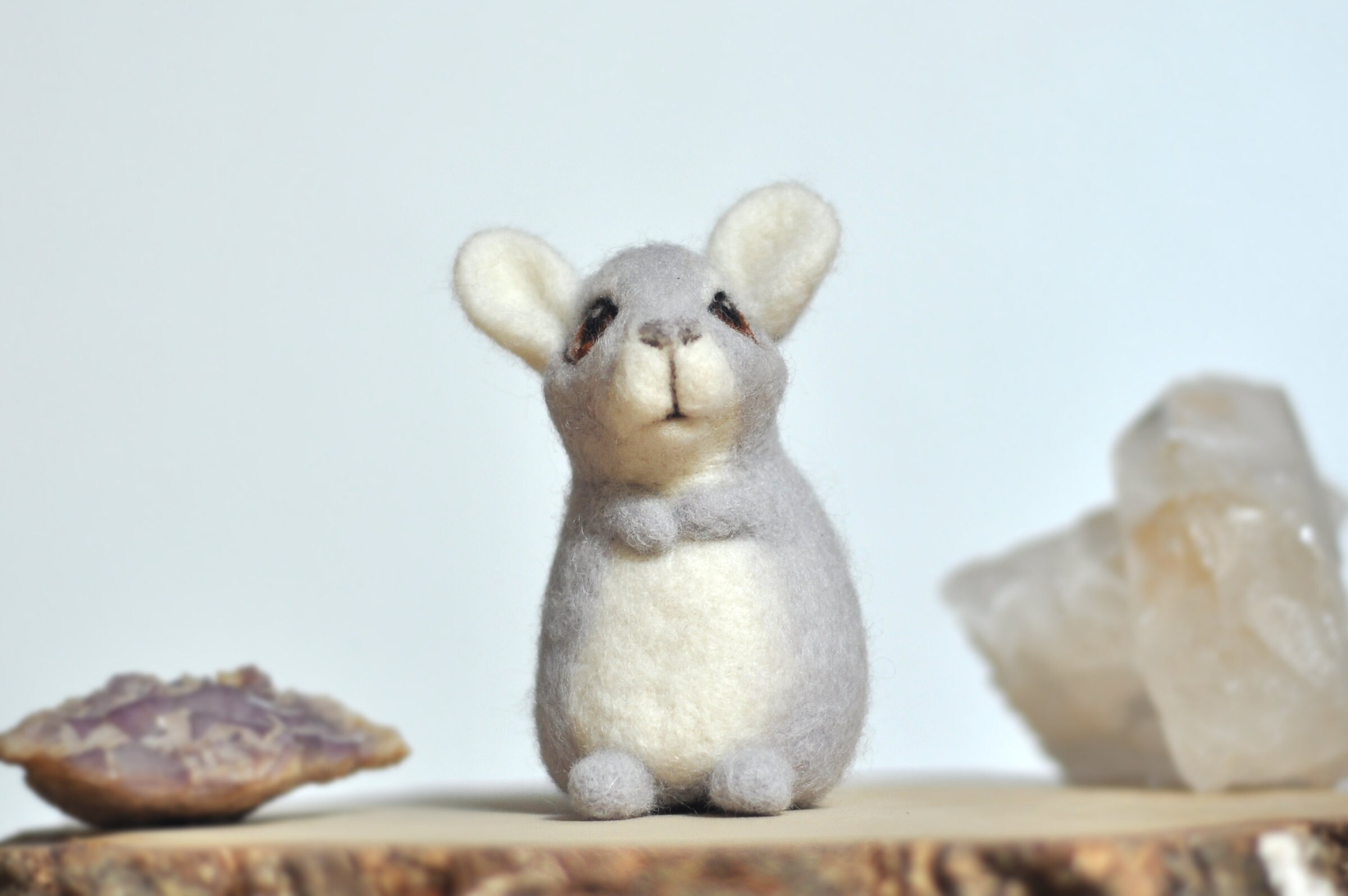 Small and Adorable Grey Chinchilla Figurine, Needle Felted Animal. A ...