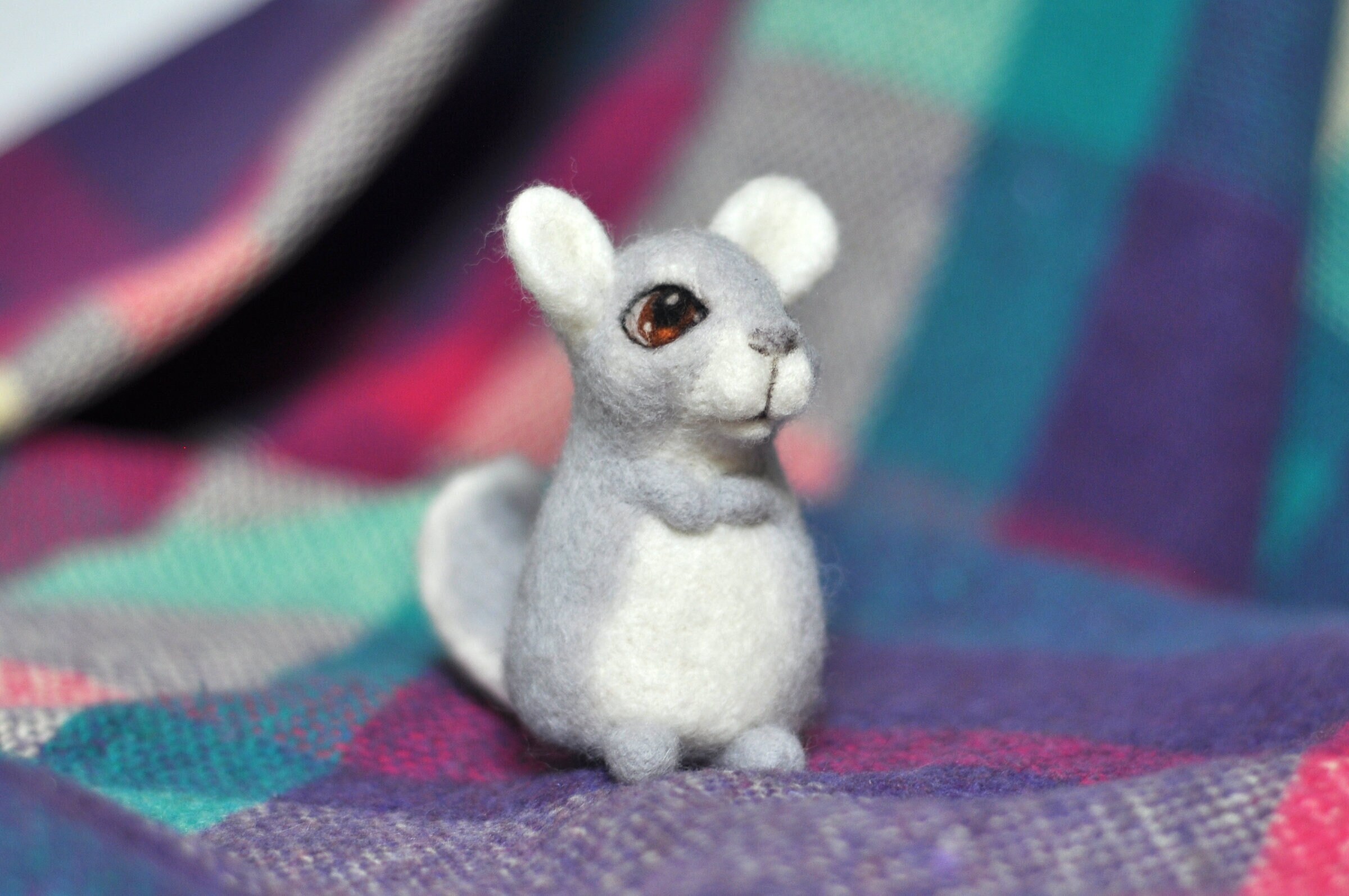 Small and Adorable Grey Chinchilla Figurine, Needle Felted Animal. A ...