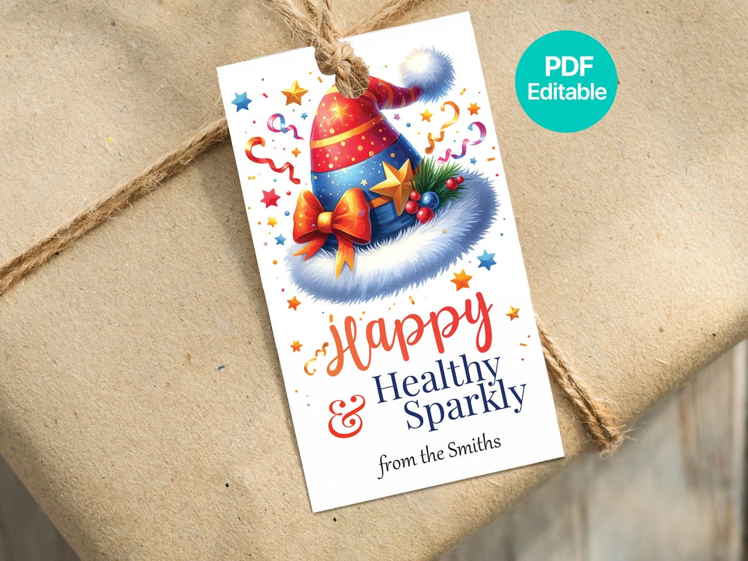 Happy New Year Gift Tag, Printable New Years Tag, Editable New Years ...