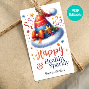 Happy New Year Gift Tag, Printable New Years Tag, Editable New Years ...