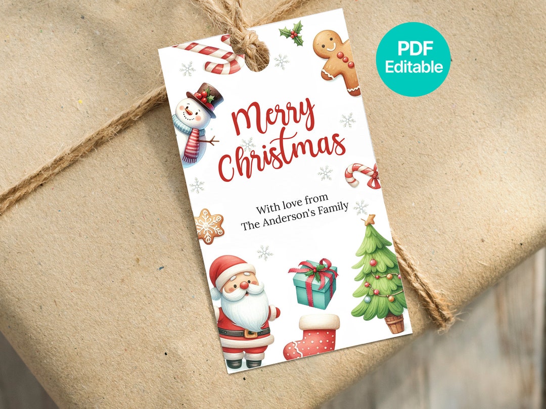 Merry Christmas Gift Tag Printable Printable Christmas Gift - Etsy