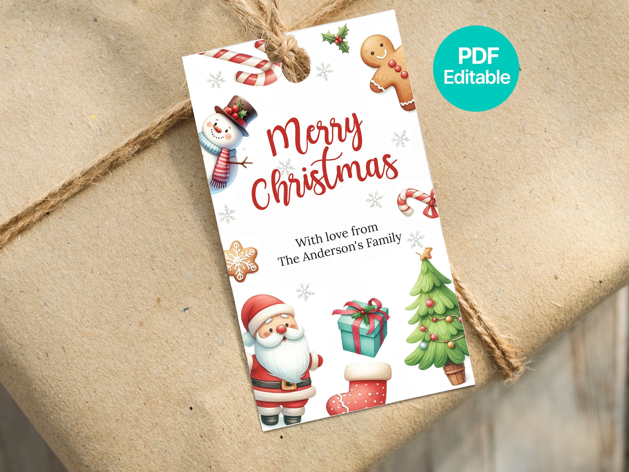 Merry Christmas Gift Tag Printable Printable Christmas Gift - Etsy