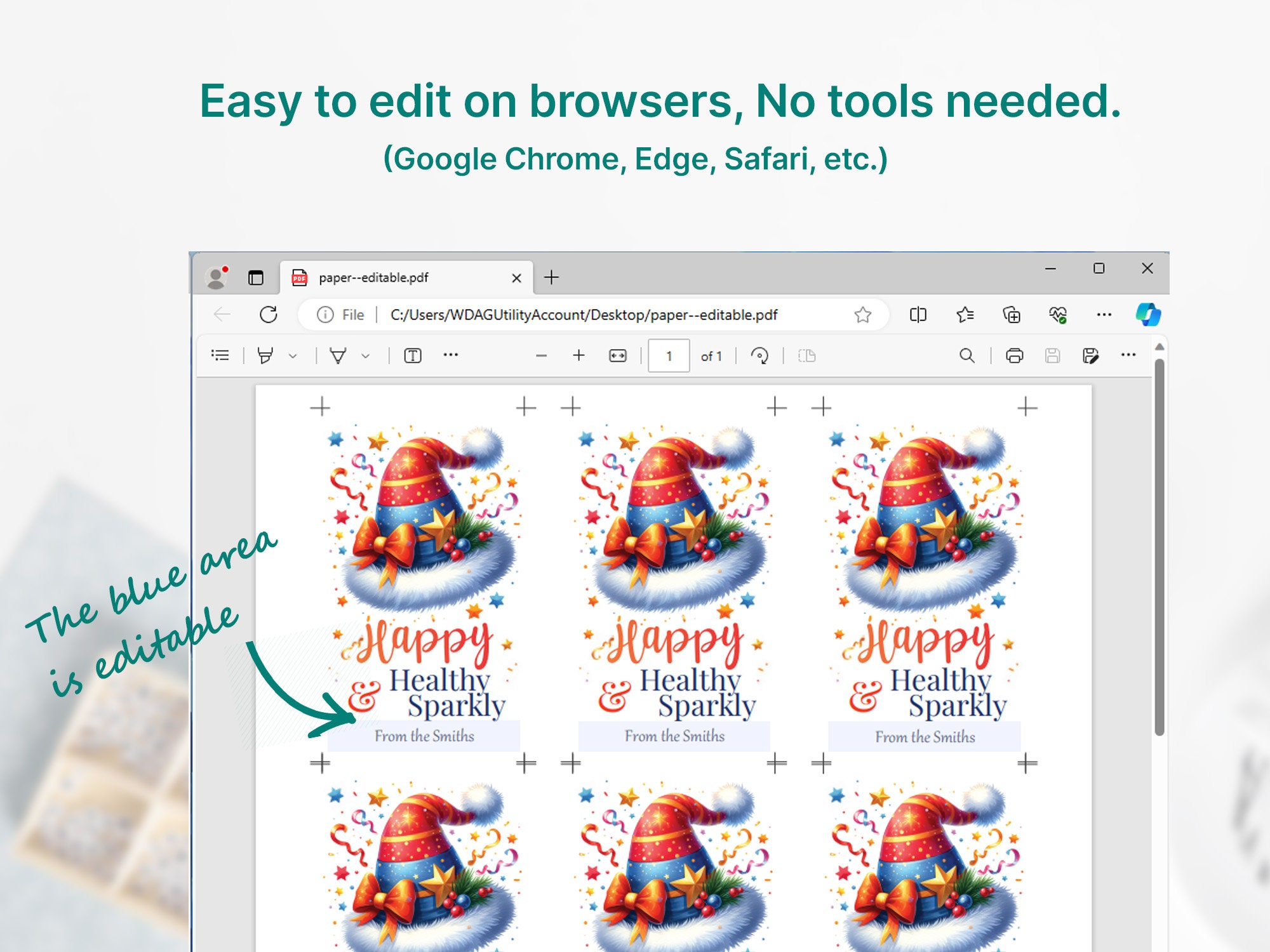 Happy New Year Gift Tag, Printable New Years Tag, Editable New Years ...