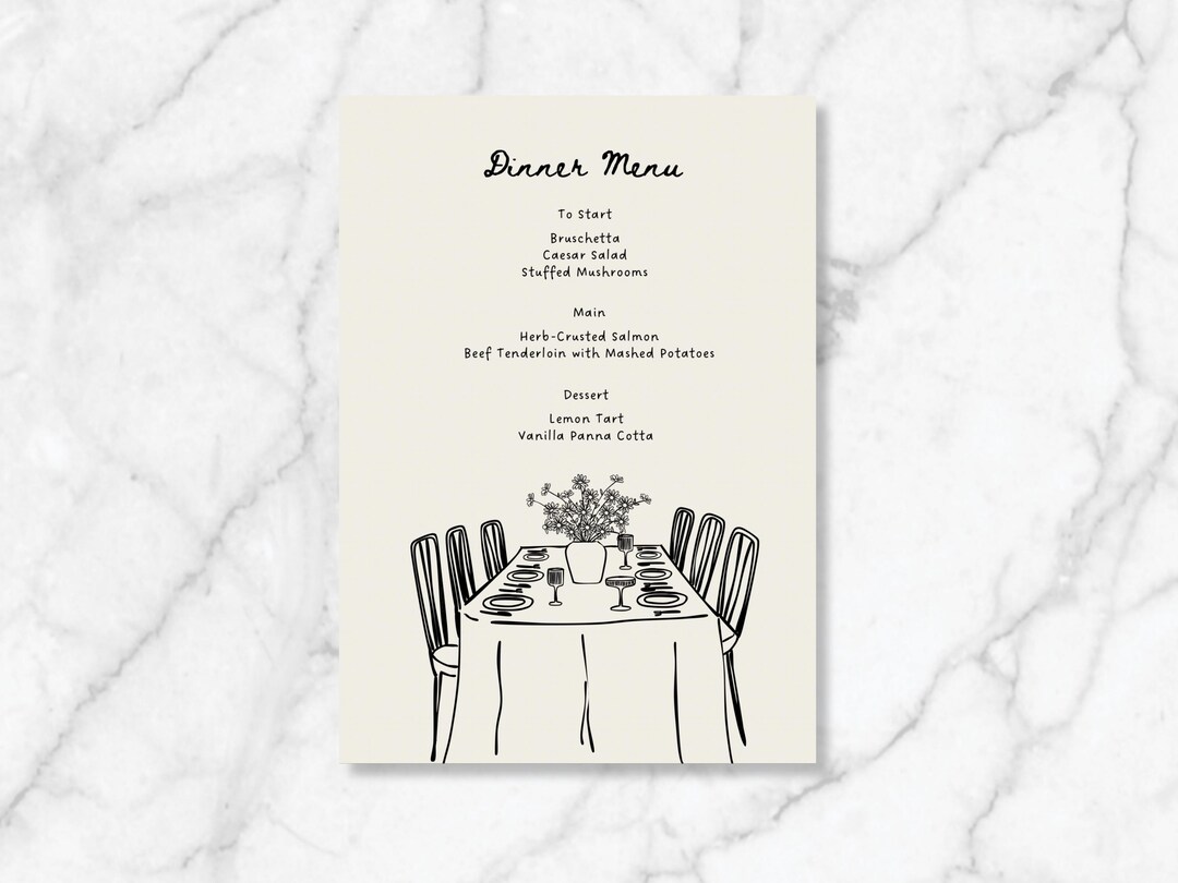 Editable Dinner Menu Template - Etsy