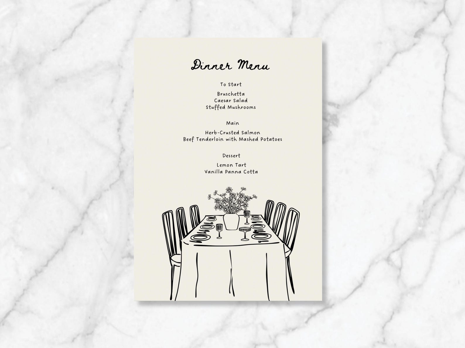 Editable Dinner Menu Template - Etsy