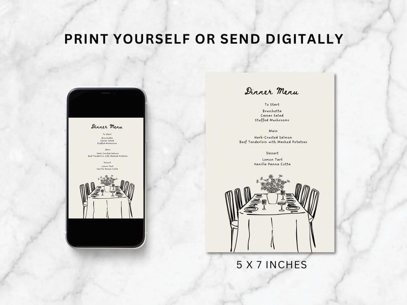 Editable Dinner Menu Template - Etsy