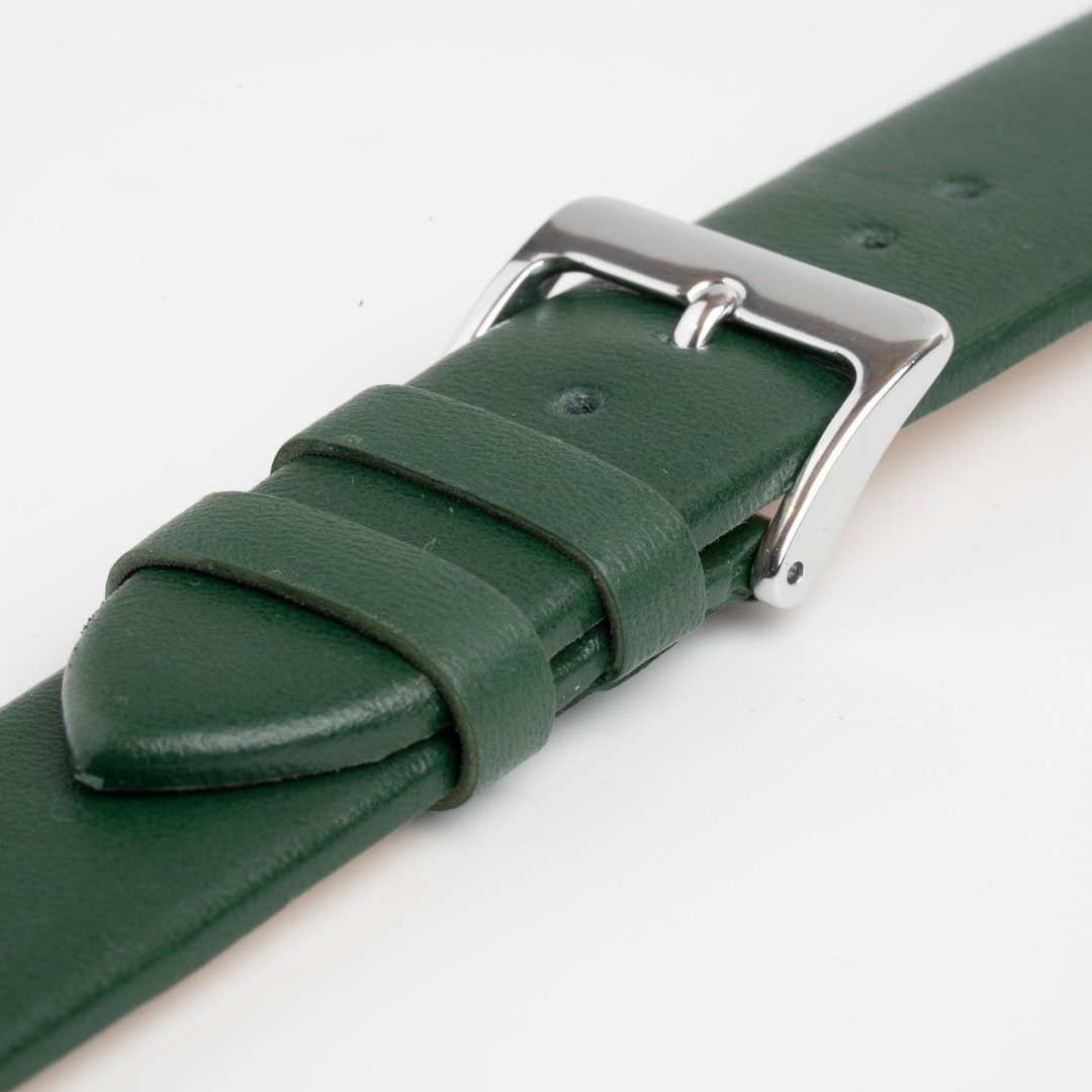 Green Unstitched Smooth Genuine Leather Watch Strap 8mm, 10mm, 12mm ...
