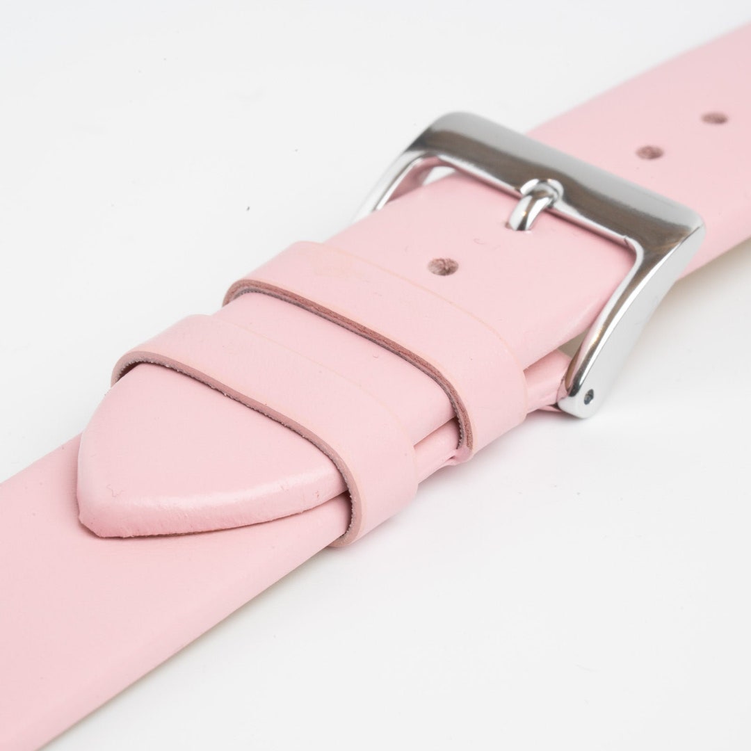 Pink Unstitched Smooth Genuine Leather Watch Strap 8mm, 10mm, 12mm ...