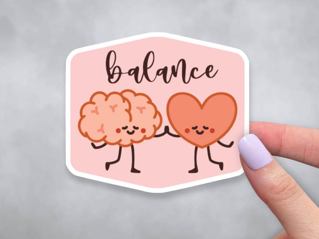 Balance Sticker | Brain and Heart Decal | Mental Health Sticker | Water ...