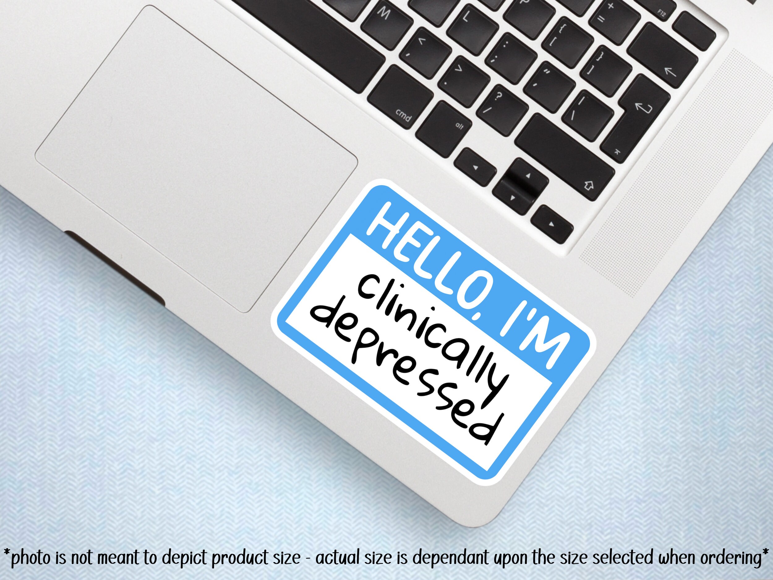 Funny Name Badge Sticker Clinically Depressed Decal Hello I'm Sticker ...