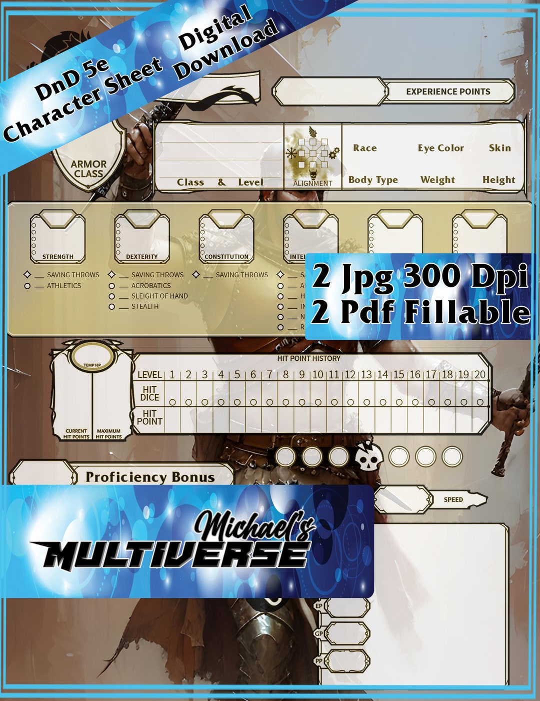 Dnd 5e Character Sheet Arena Gamble Style-custom Fantasy - Etsy UK