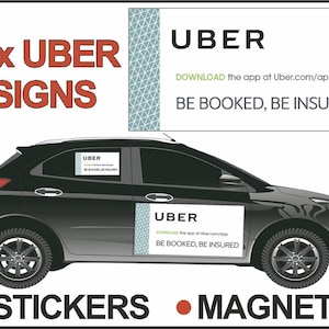 X2 UBER Signs TAXI Door Magnetic Signs or Adhesive Stickers , LAMINATED ...
