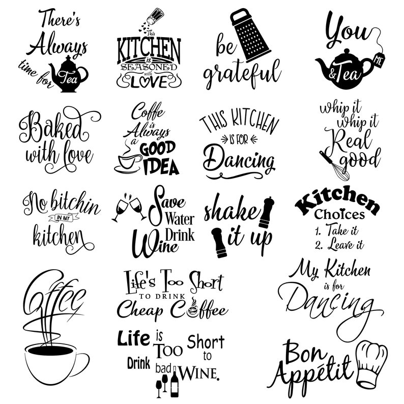 Kitchen Wall Quote Stickers: Coffee & Tea Vinyl Decals - Etsy