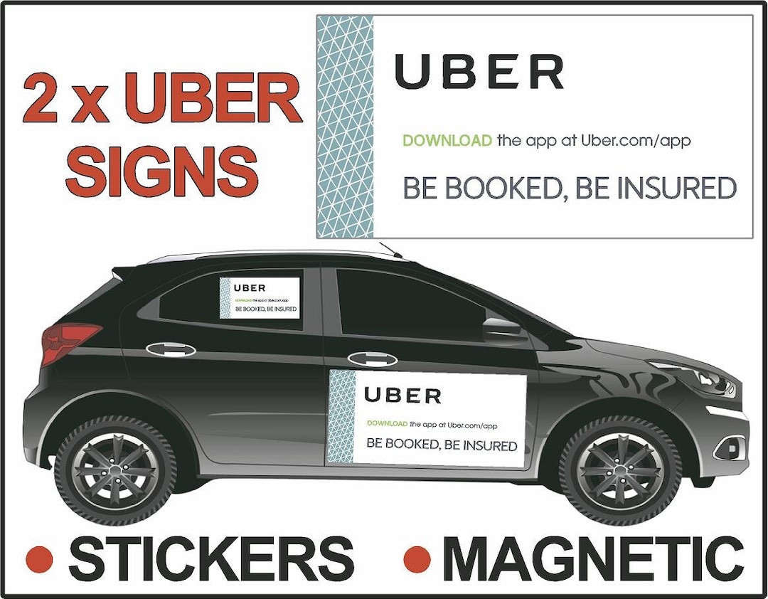 X2 UBER Signs TAXI Door Magnetic Signs or Adhesive Stickers , LAMINATED ...