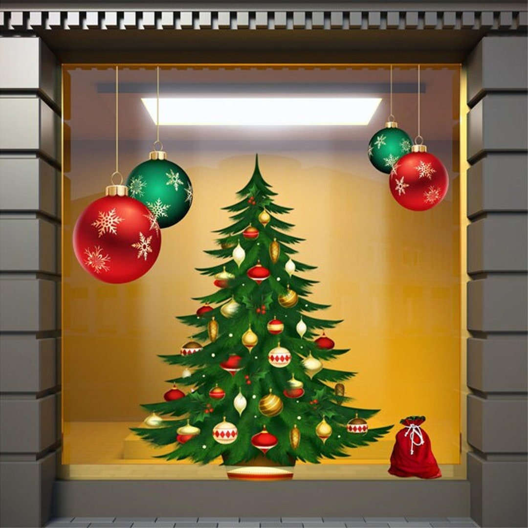 CHRISTMAS Window Stickers. XMAS Tree Wall Stickers. Christmas Shop ...