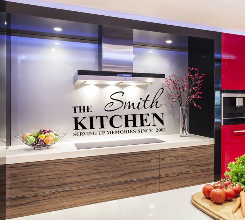 PERSONALISED Family Kitchen Wall Sticker. Custom Kitchen Wall Art Decal ...