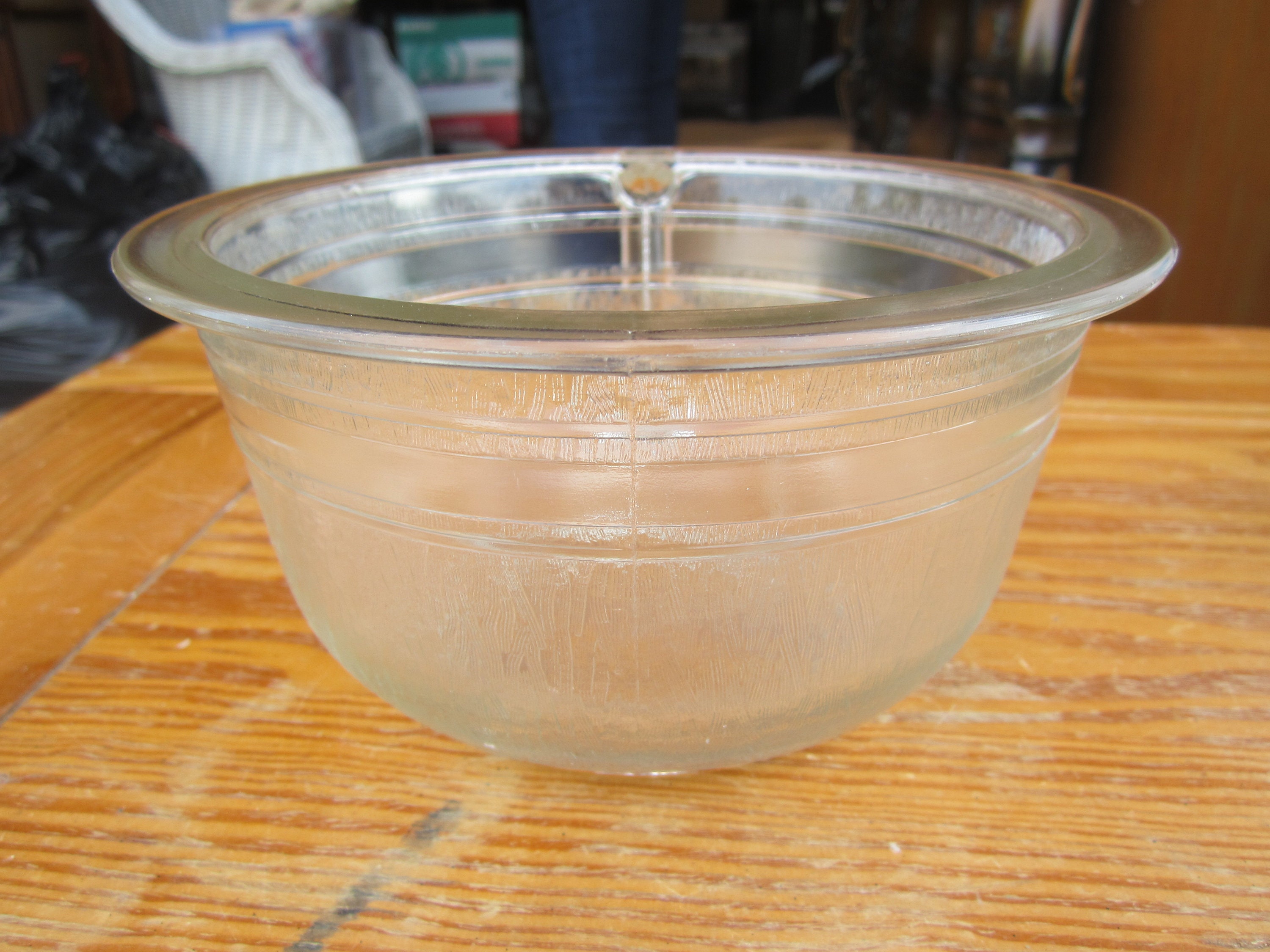 Vtg 60's TECCO Mixing Bowl W/handle, Textured for Grip, Pressed Glass ...