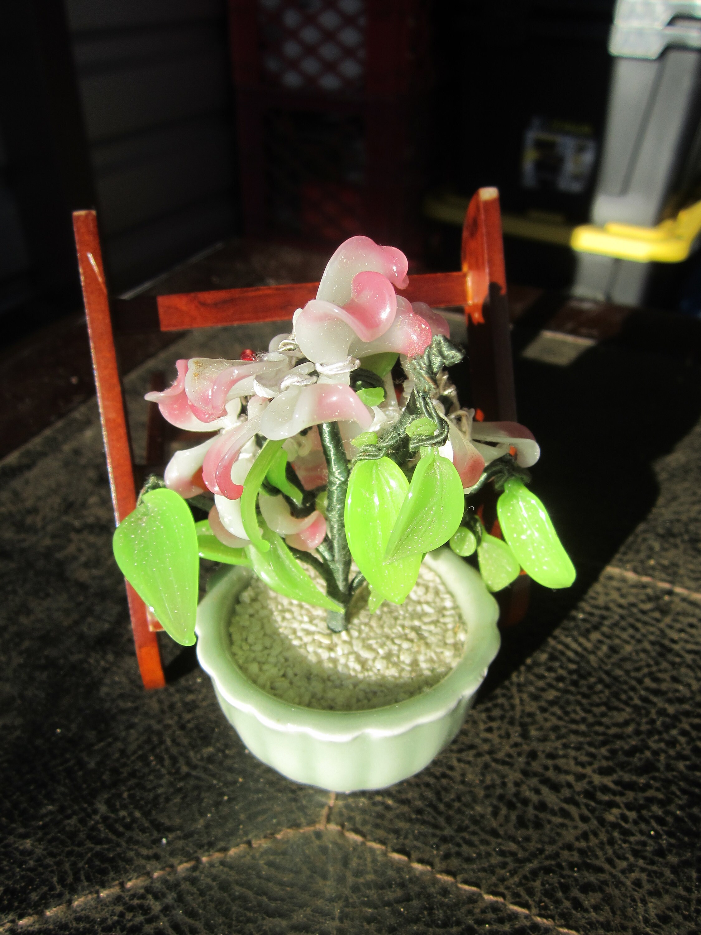 Vtg Glass Flowers in a Ceramic Flower Pot, Cute Knick Knack - Etsy