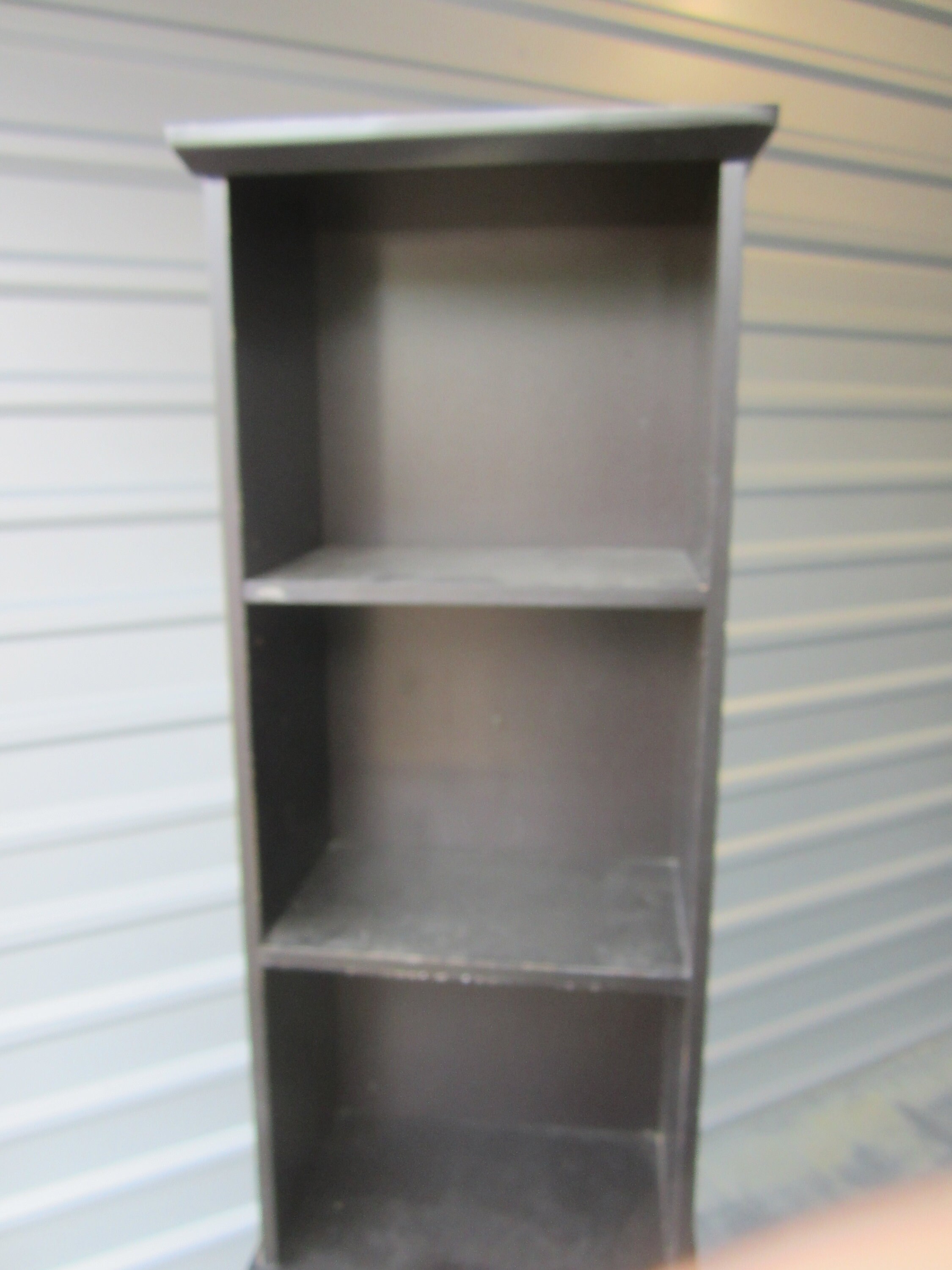 Tower Shelf Cabinet, Black, Louvered Door, Open Top Shelves, PICK up ...