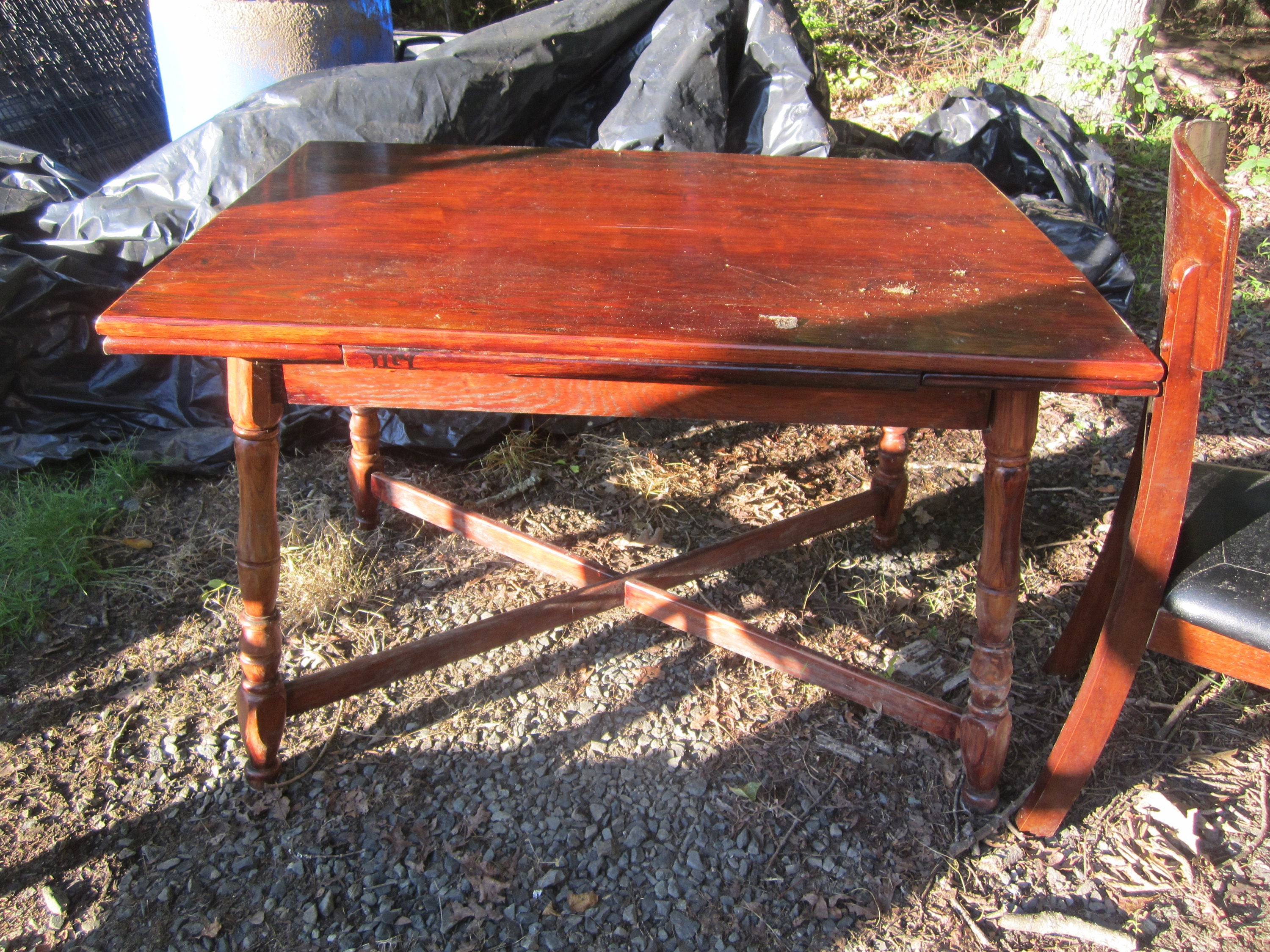 Vtg Dark Brown Wood Table, Solid Wood, W/pull Out Extensions, Pick up ...