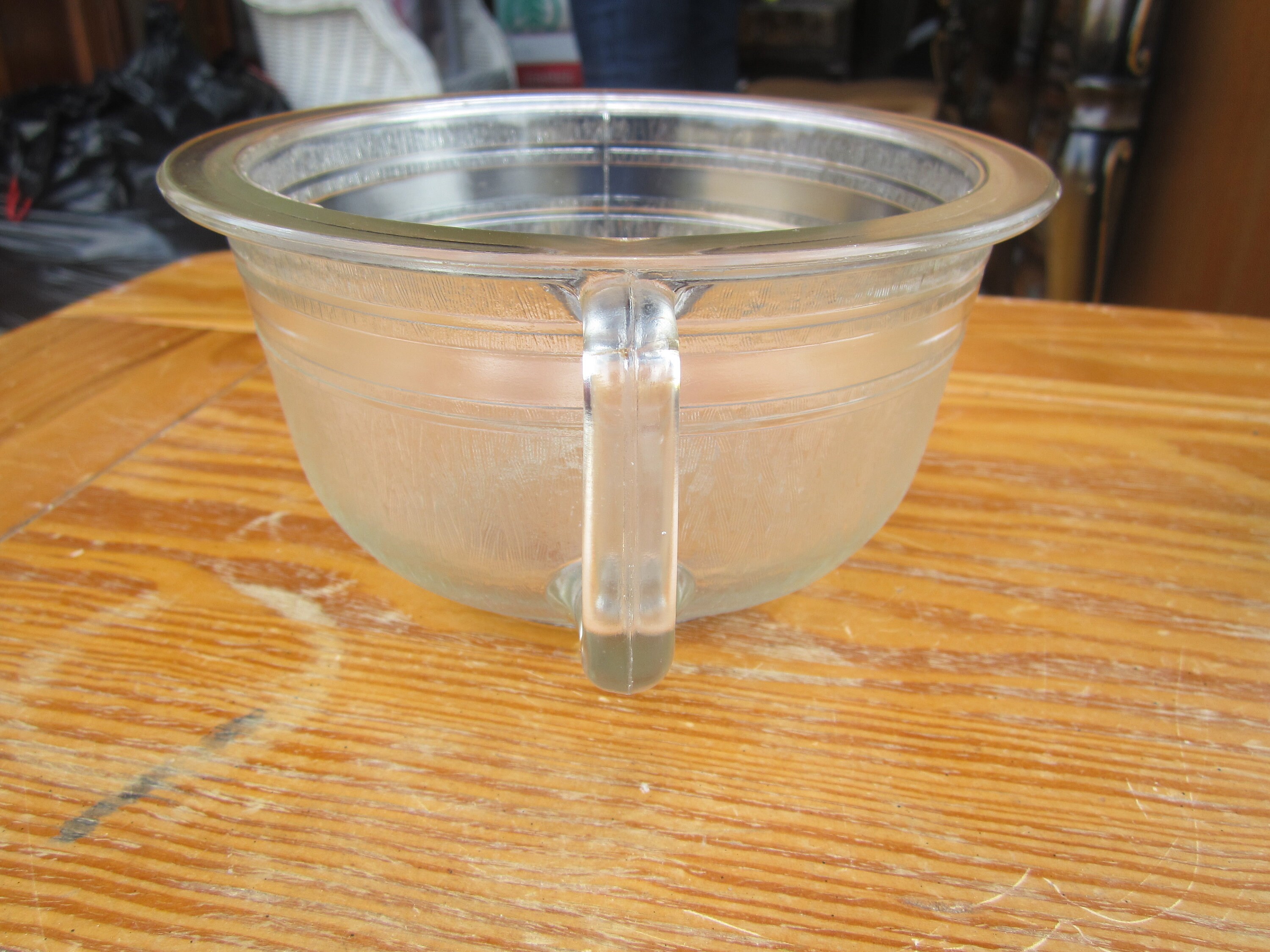 Vtg 60's TECCO Mixing Bowl W/handle, Textured for Grip, Pressed Glass ...
