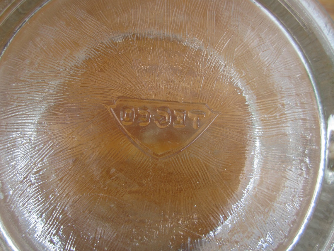 Vtg 60's TECCO Mixing Bowl W/handle, Textured for Grip, Pressed Glass ...