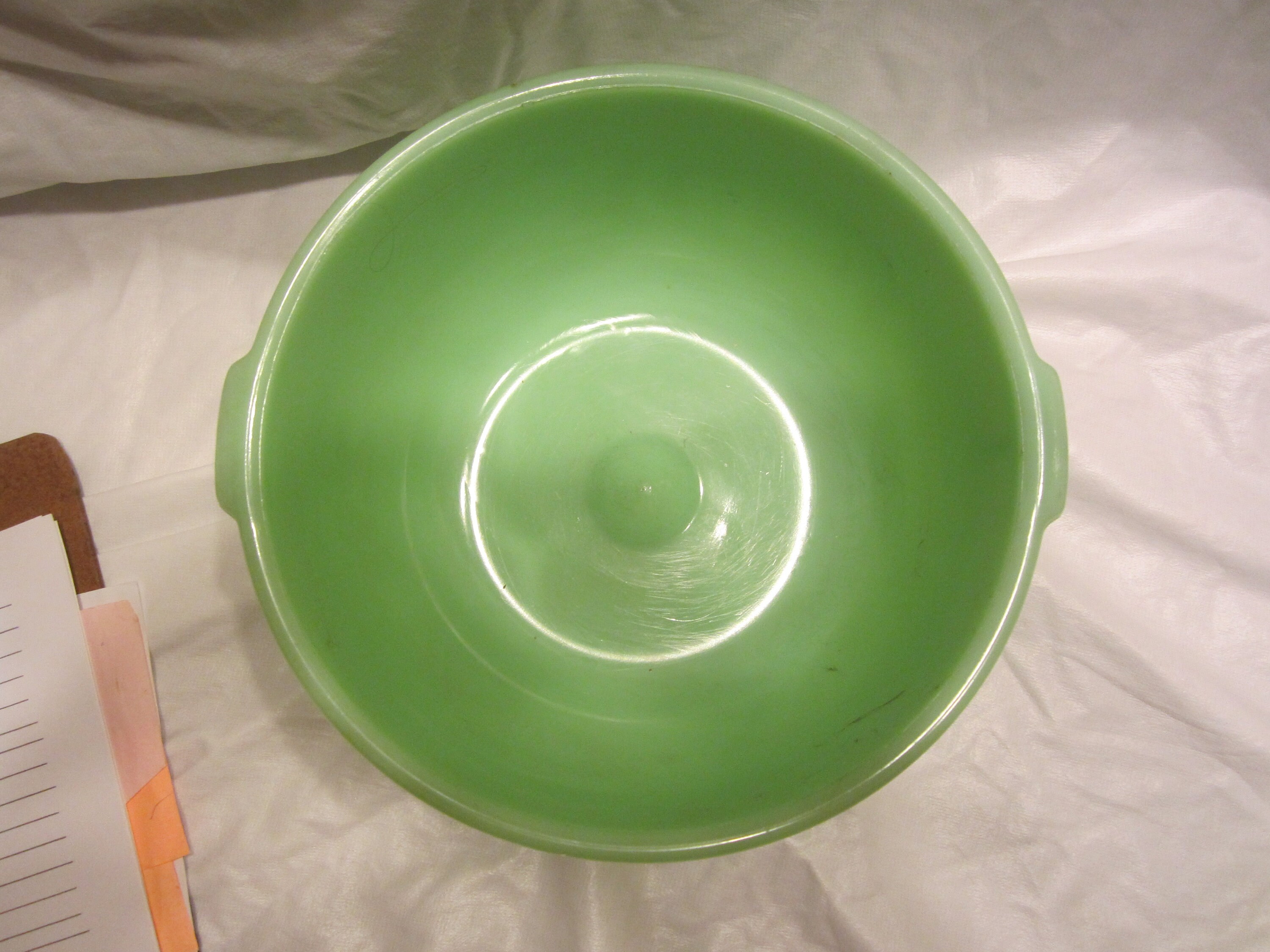 RARE JADEITE Large Mixing Bowl, W/2 Handles, Beautiful Green Color - Etsy