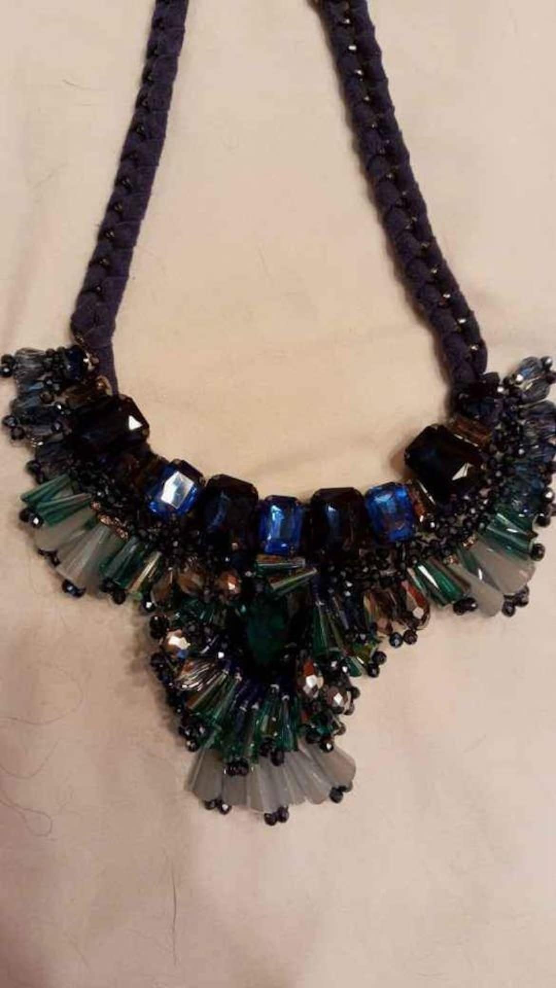 Rare Vtg Large Chunky Art Deco Neclace, W/many Different Crystals, 80's ...